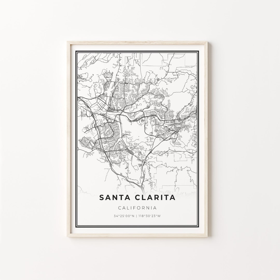 Santa Clarita Print, City Map Art Poster, California CA USA, Wall Art ...