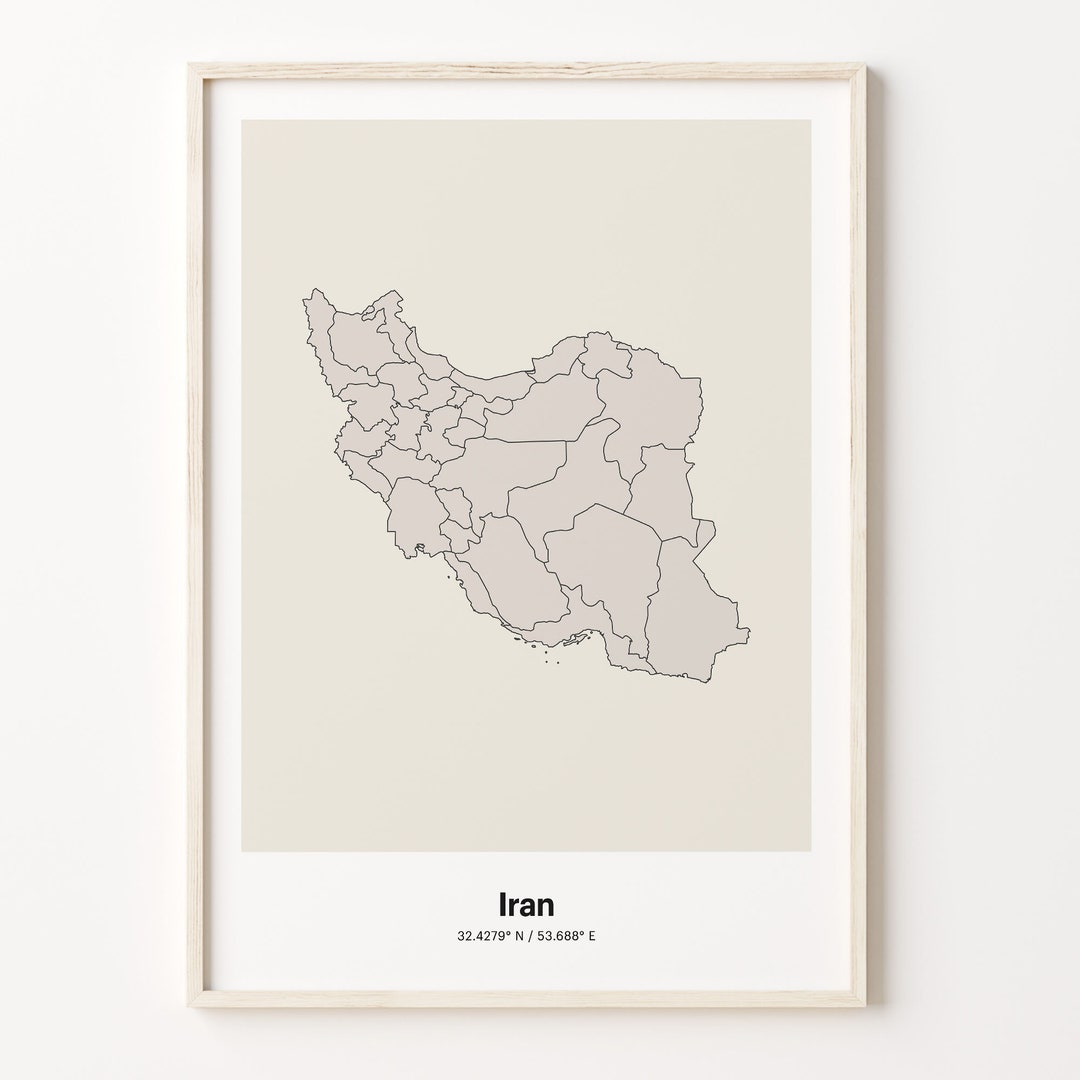 Iran Print, Iranian Gift, Minimalistic Country Map Poster, IR Line Art ...