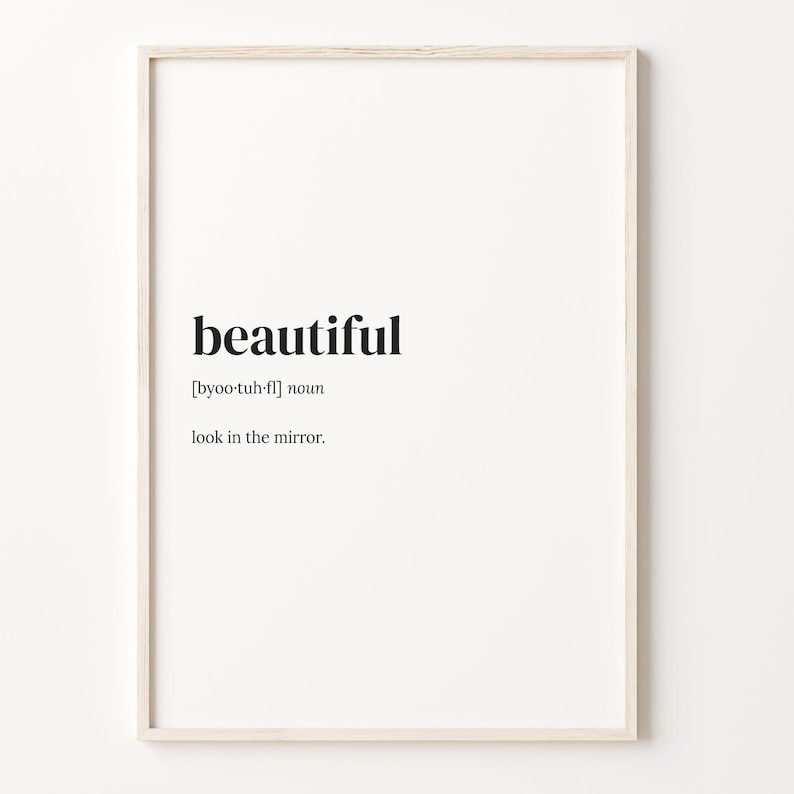 Beautiful Definition Print Dictionary Poster Quote Wall Art - Etsy