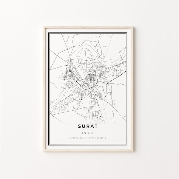 Surat Print Map - Etsy