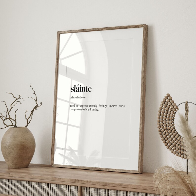 Sláinte Definition Print Dictionary Poster Quote Wall Art - Etsy