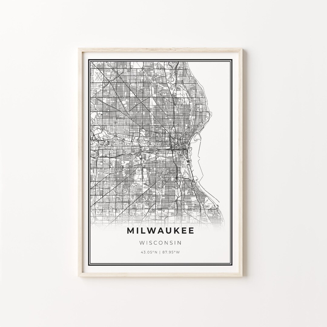 Milwaukee Print, City Map Art Poster, Wisconsin WI USA, Wall Art Decor ...