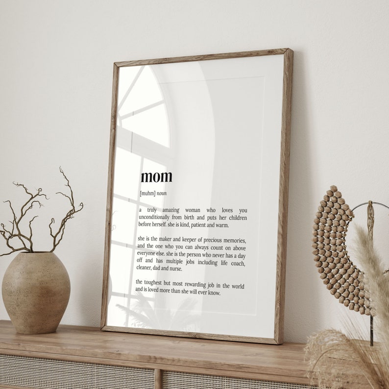 Mom Definition Print, Dictionary Poster, Quote Wall Art, Art for Mom ...