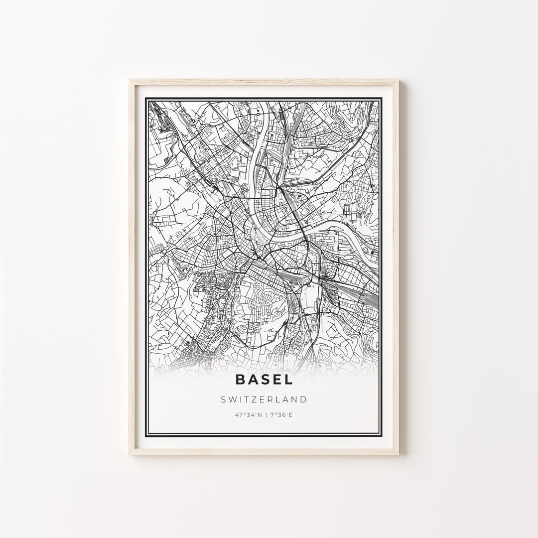 Basel Print, City Map Art Poster, Switzerland Basel Swiss, Wall Art ...