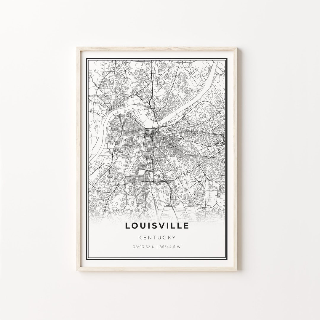 Louisville Print, City Map Art Poster, Kentucky KY USA, Wall Art Decor ...