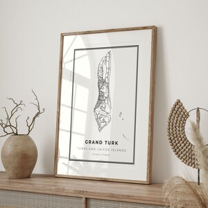 Grand Turk Map Print: Modern Black and White Wall Art - Etsy