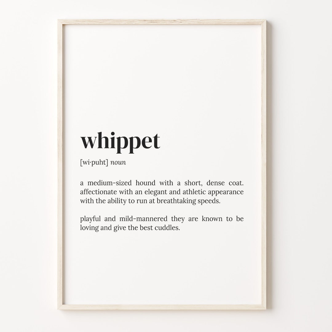 Whippet Definition Print, Dictionary Poster, Quote Wall Art, Whippet ...