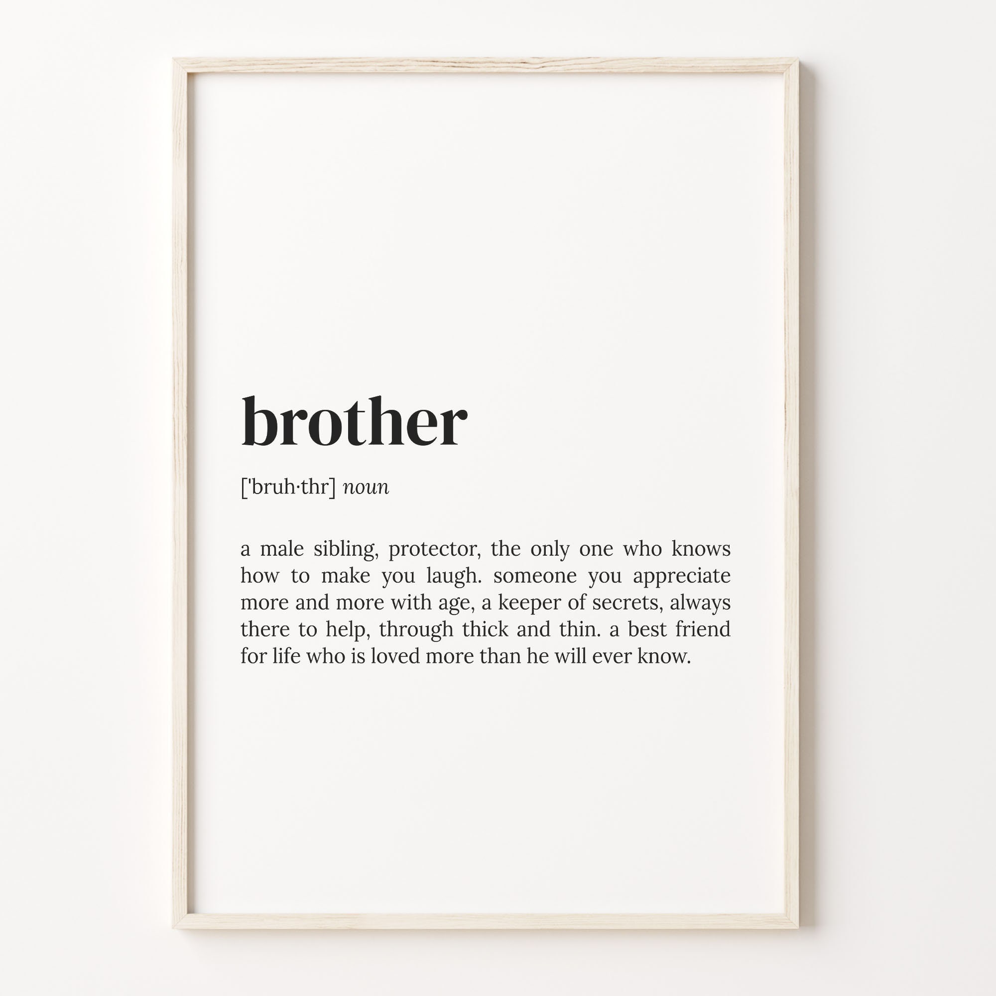 Brother Definition Print, Dictionary Poster, Quote Wall Art, Little ...