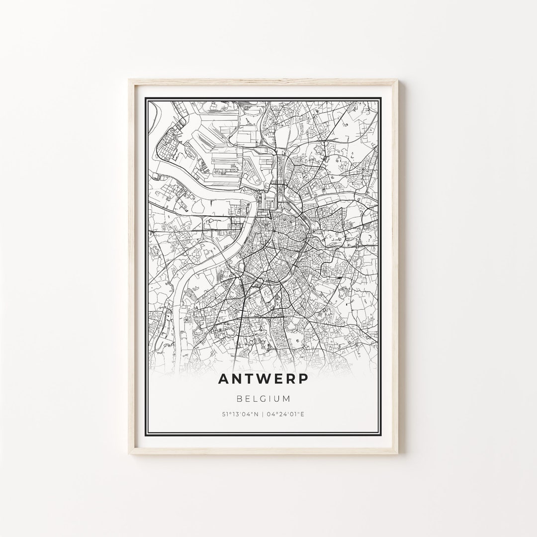 Antwerp Print, City Map Art Poster, Belgium, Wall Art Decor, Modern ...