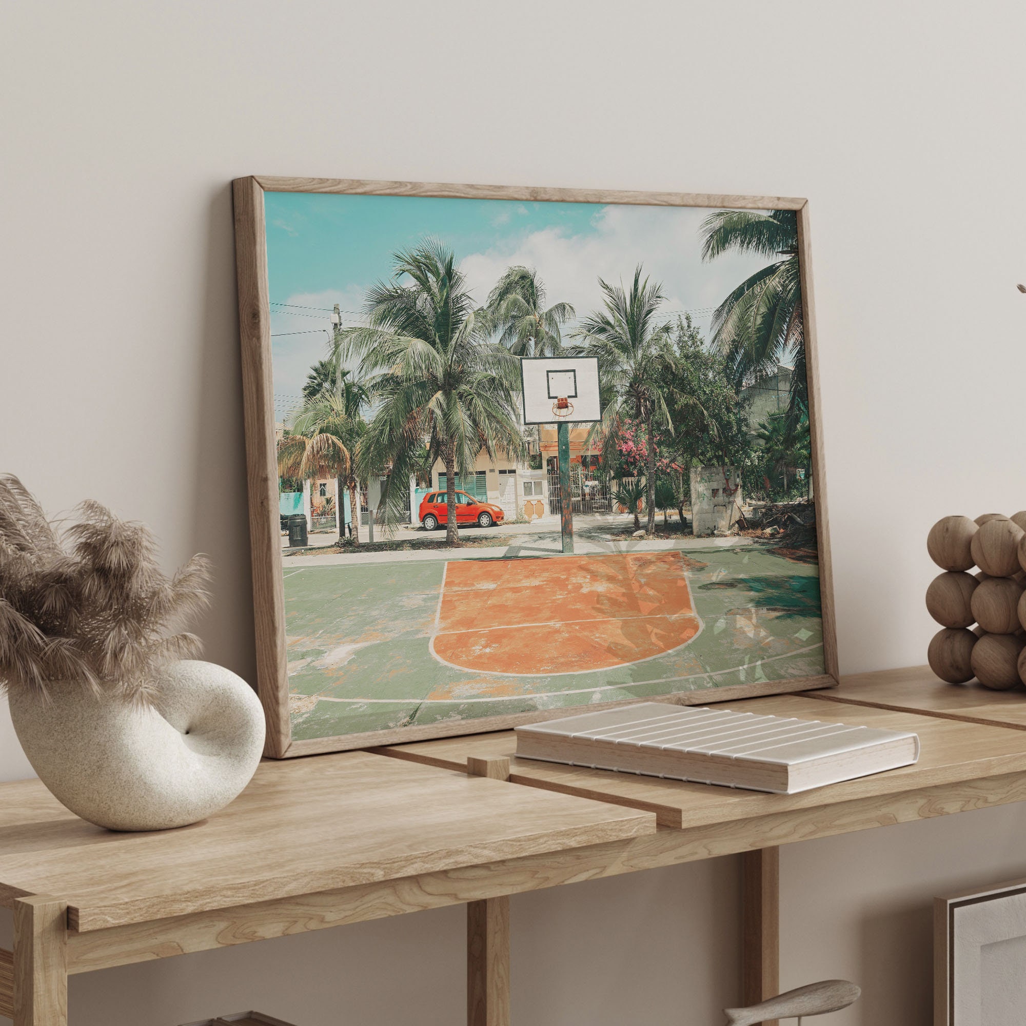 Basketball Court Colorful Poster Print, Basketball Court Photo Wall Art ...