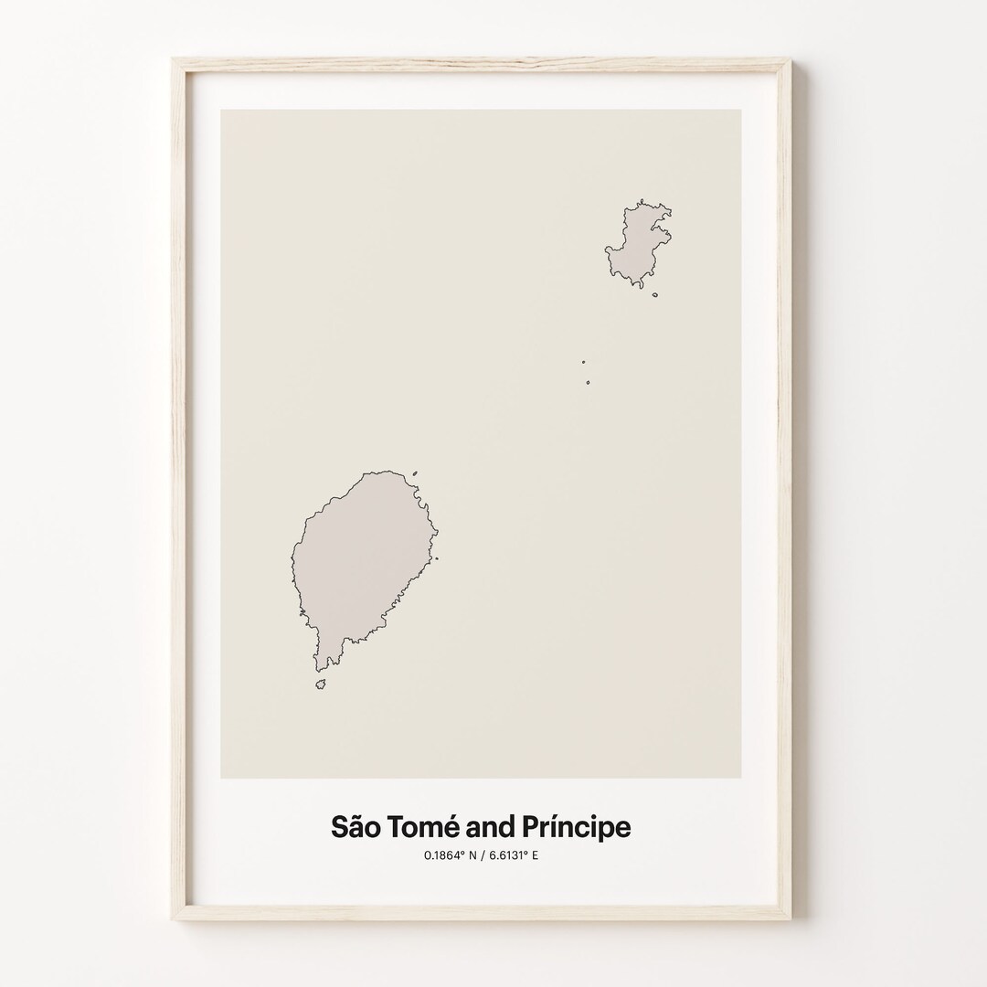 São Tomé and Príncipe Print, Santomean Gift, Minimalistic Country Map ...