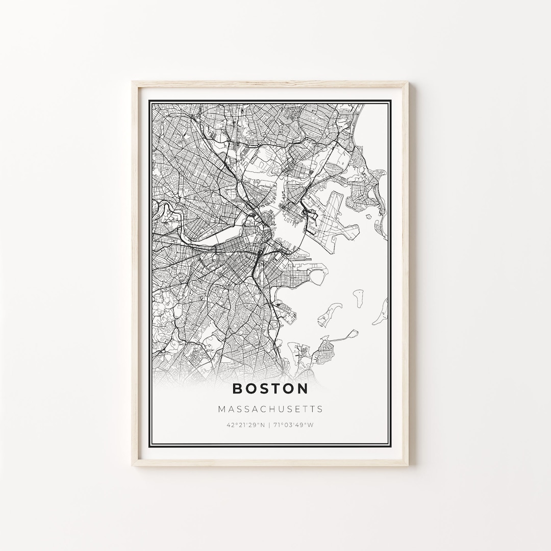 Boston Print, City Map Art Poster, Massachusetts MA USA, Wall Art Decor ...