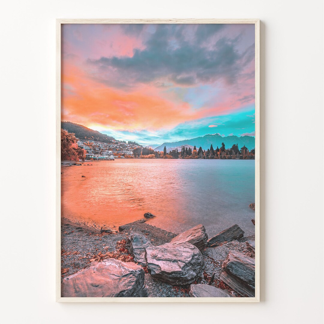 Queenstown Colorful Poster Print, Queenstown Photo Wall Art, Wall Decor ...