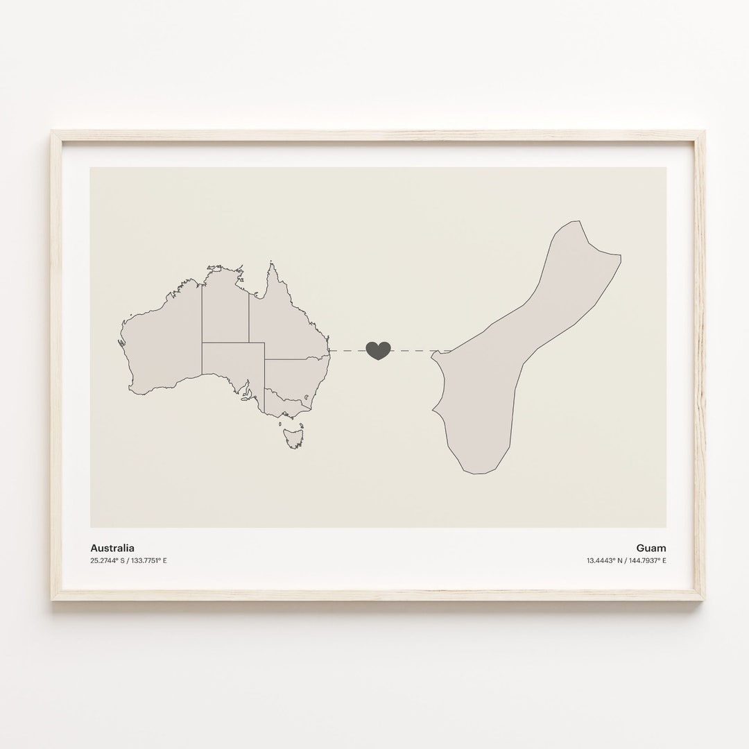 Australia to Guam Map Print: Minimalist Travel Wall Art - Etsy