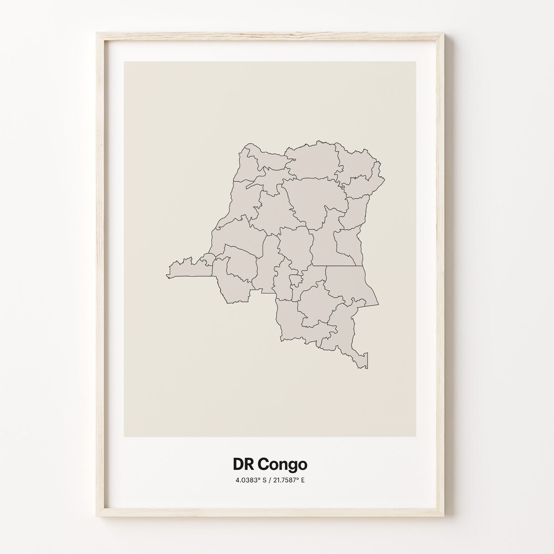DR Congo Print, Congolese Gift, Minimalistic Country Map Poster, CD ...