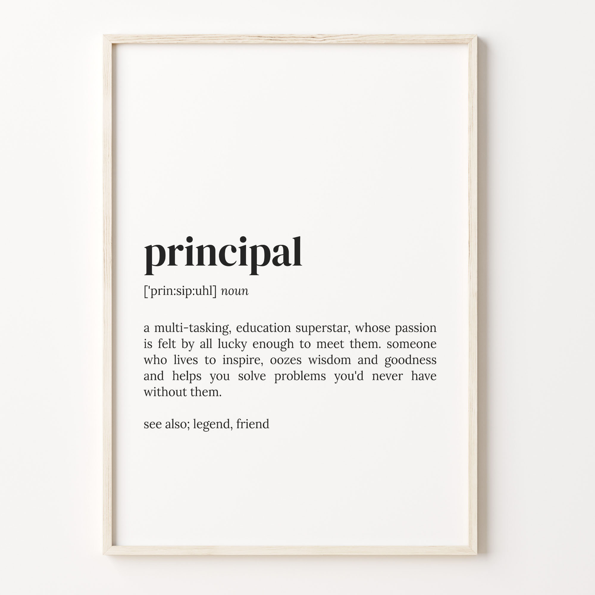 Principal Definition Print Dictionary Poster Quote Wall Art - Etsy