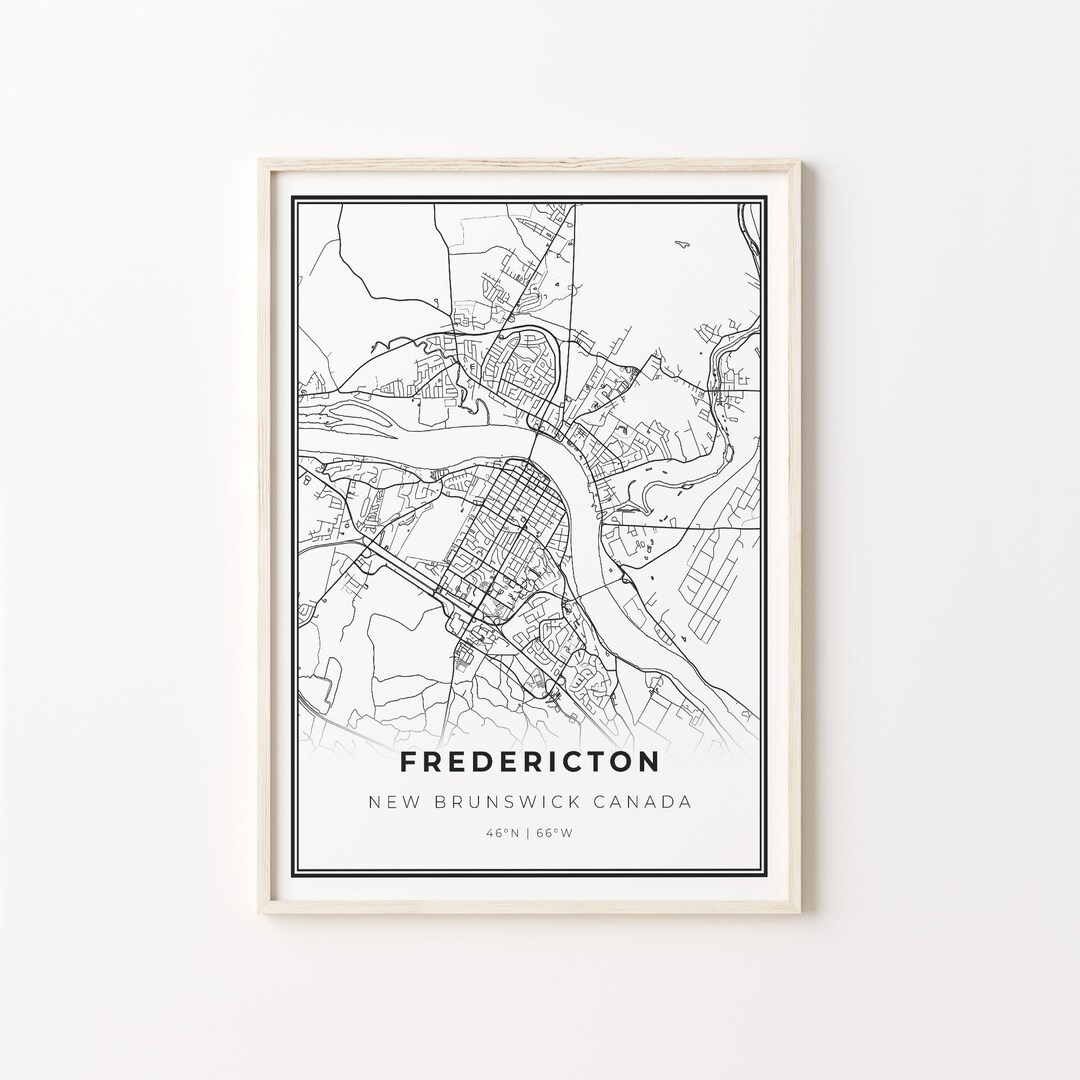 Fredericton Print, City Map Art Poster, New Brunswick NB Canada City ...