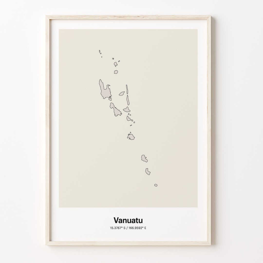 Vanuatu Map Print: Minimalist Line Art Poster - Etsy