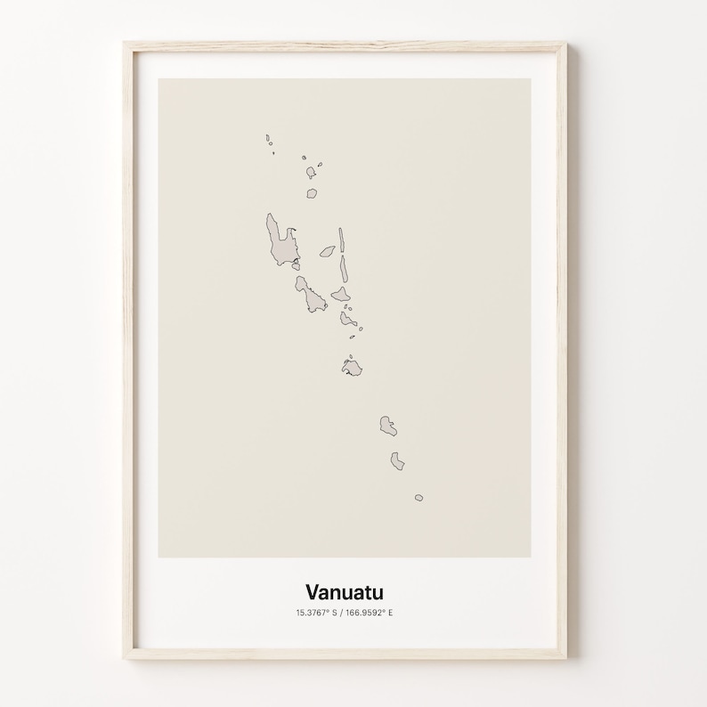 Vanuatu Map Print: Minimalist Line Art Poster - Etsy