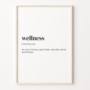 Wellness Definition Print, Dictionary Poster, Quote Wall Art ...