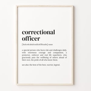 Correctional Officer Definition Print: Quote Wall Art - Etsy