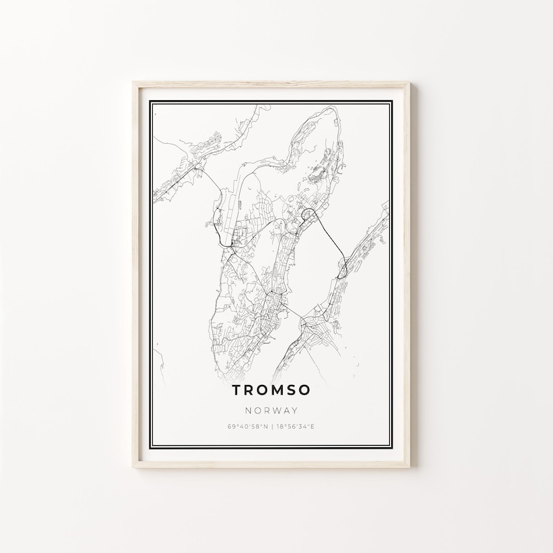 Framed Map of Tromso - Etsy Canada
