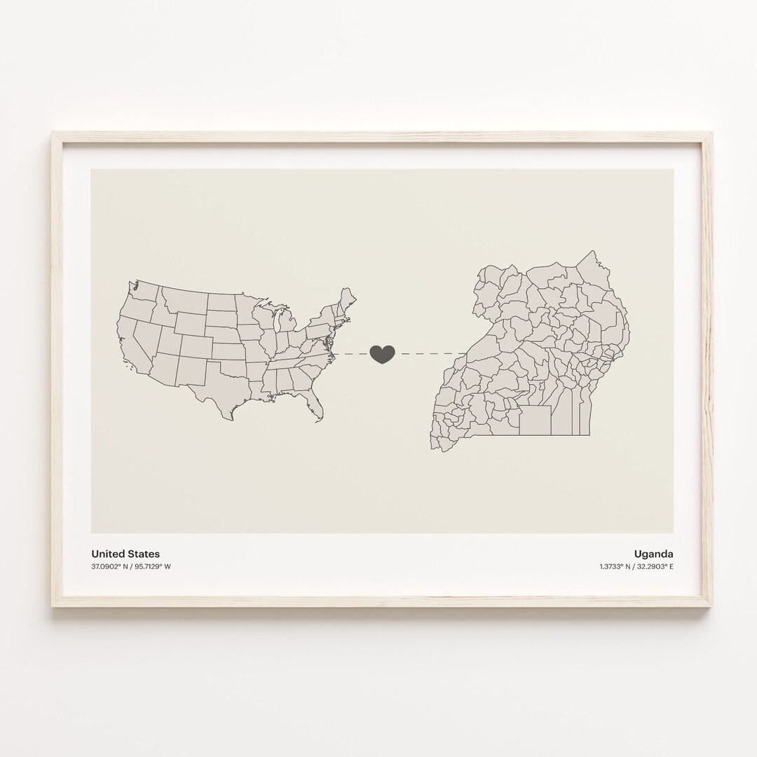 USA to Uganda Connection Map Print: Minimalist Country Art - Etsy