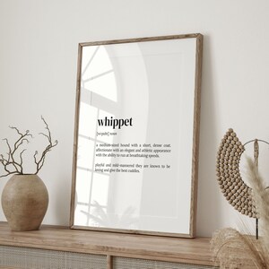 Whippet Definition Print, Dictionary Poster, Quote Wall Art, Whippet ...