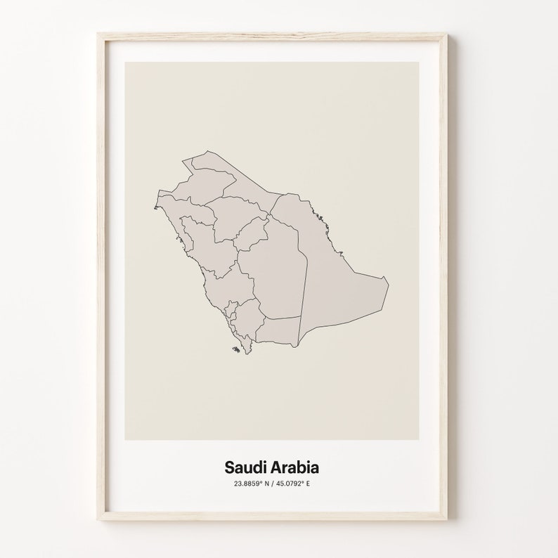 Saudi Arabia Map Print: Minimalist Line Art Poster - Etsy