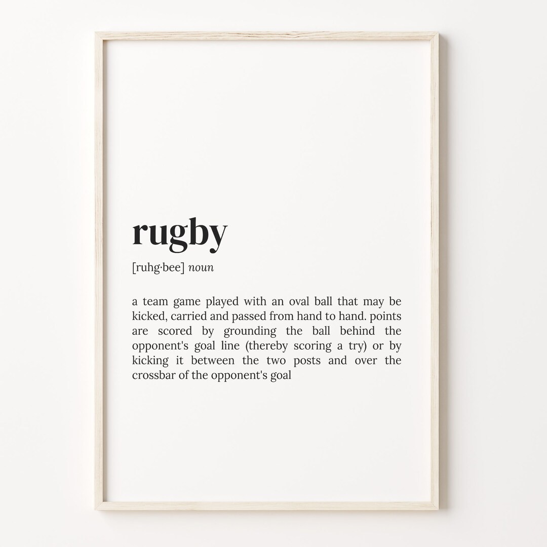 Rugby Definition Print, Dictionary Poster, Quote Wall Art, Rugby Player ...