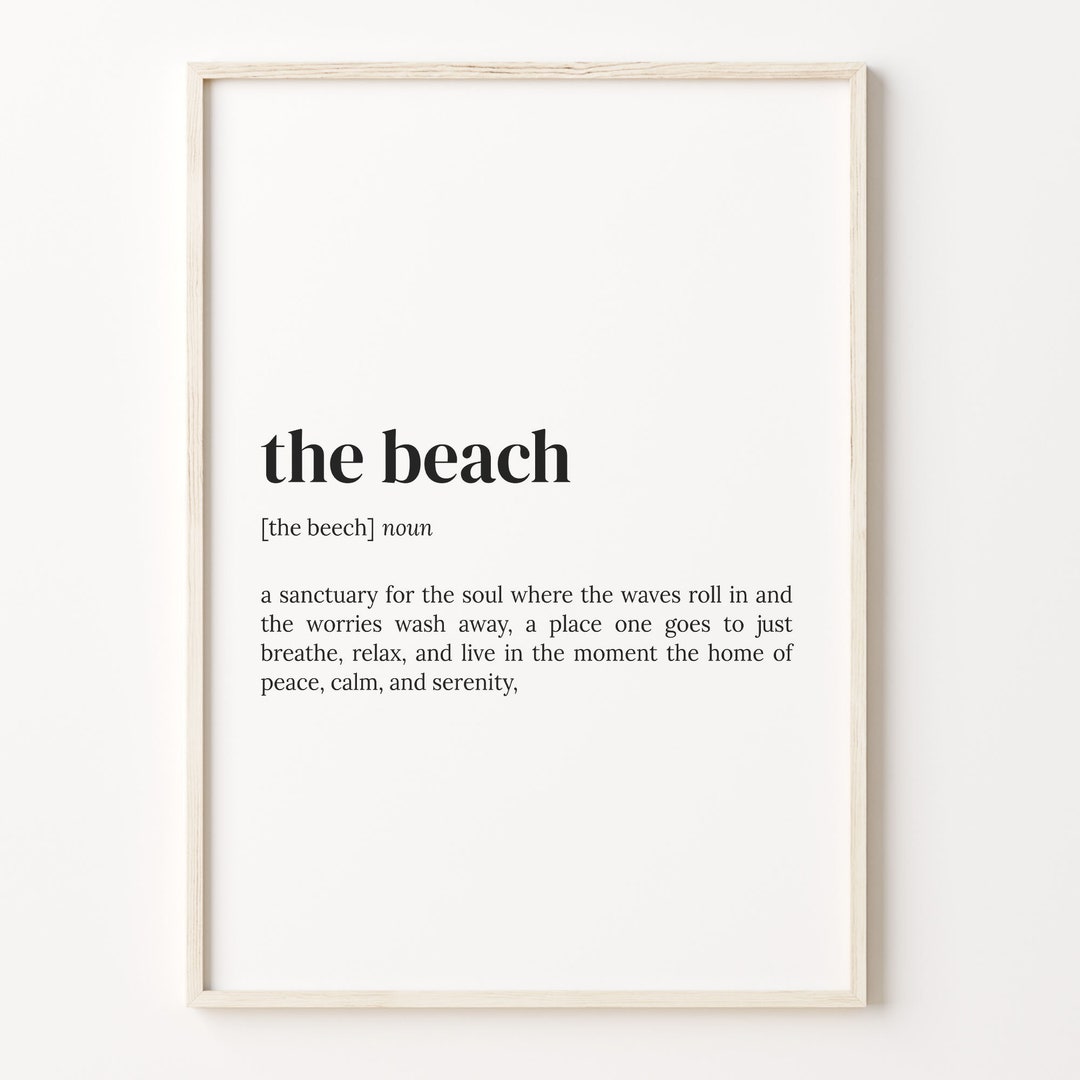The Beach Definition Print, Dictionary Poster, Quote Wall Art, Vacation ...