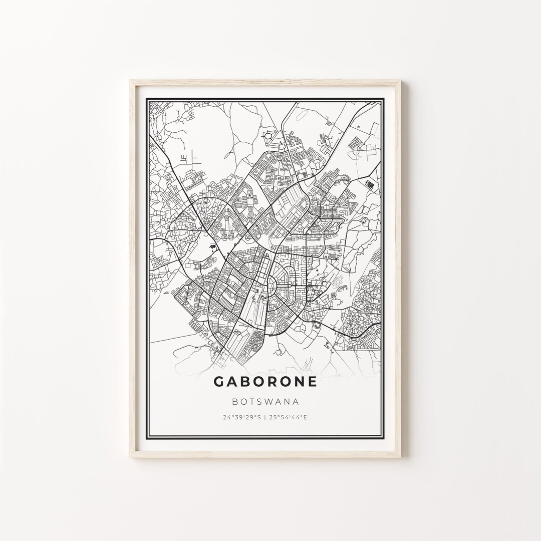 Gaborone Print, City Map Art Poster, Botswana, Wall Art Decor, Modern ...
