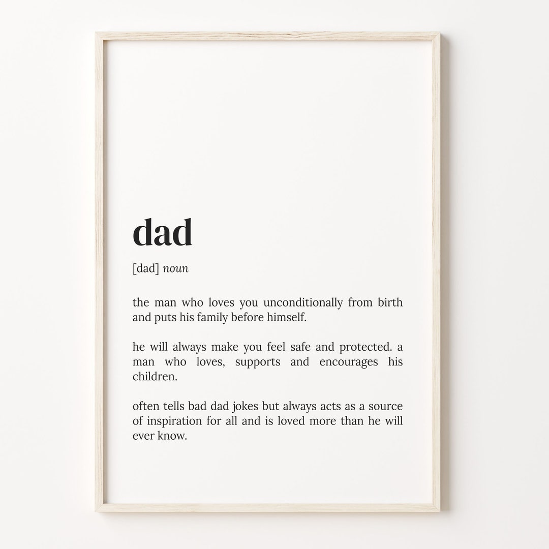 Dad Definition Print, Dictionary Poster, Quote Wall Art, Dad Funny Wall ...