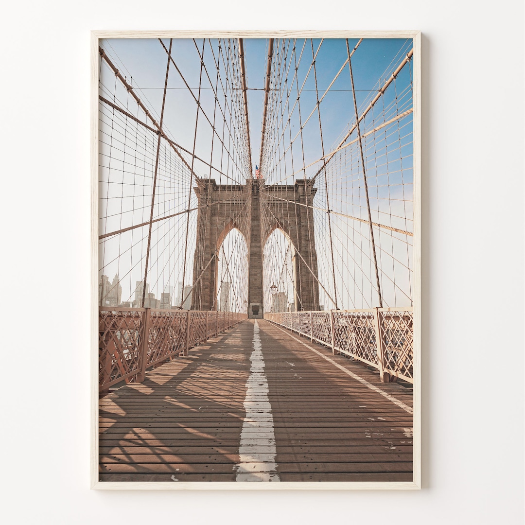 Brooklyn Bridge Colorful Poster Print, Brooklyn Bridge Photo Art ...