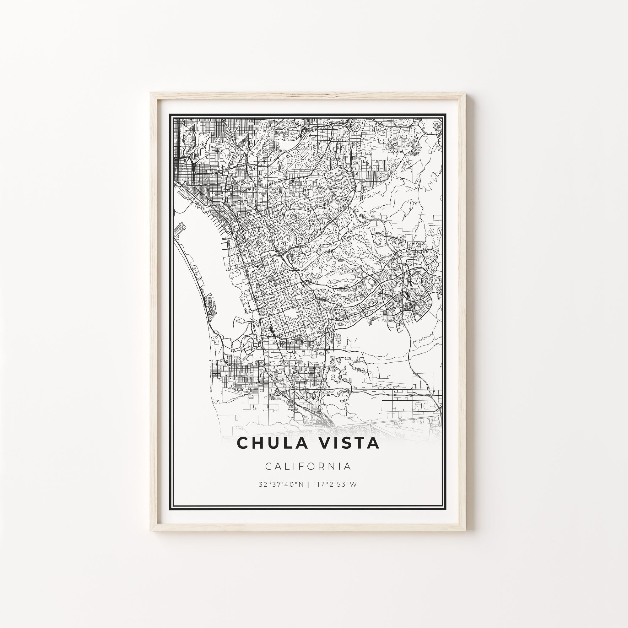 Chula Vista Print, City Map Art Poster, California CA USA, Wall Art ...