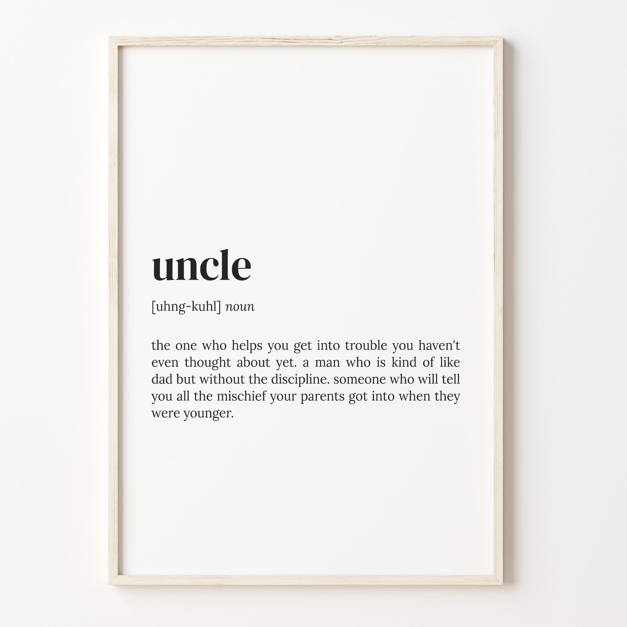 Uncle Definition Print Dictionary Poster Quote Wall Art - Etsy