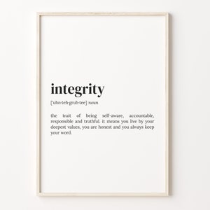 Integrity Definition Print: Dictionary Quote Wall Art - Etsy