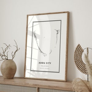 Addu City Print, City Map Art Poster, Maldives, Wall Art Decor, Modern ...