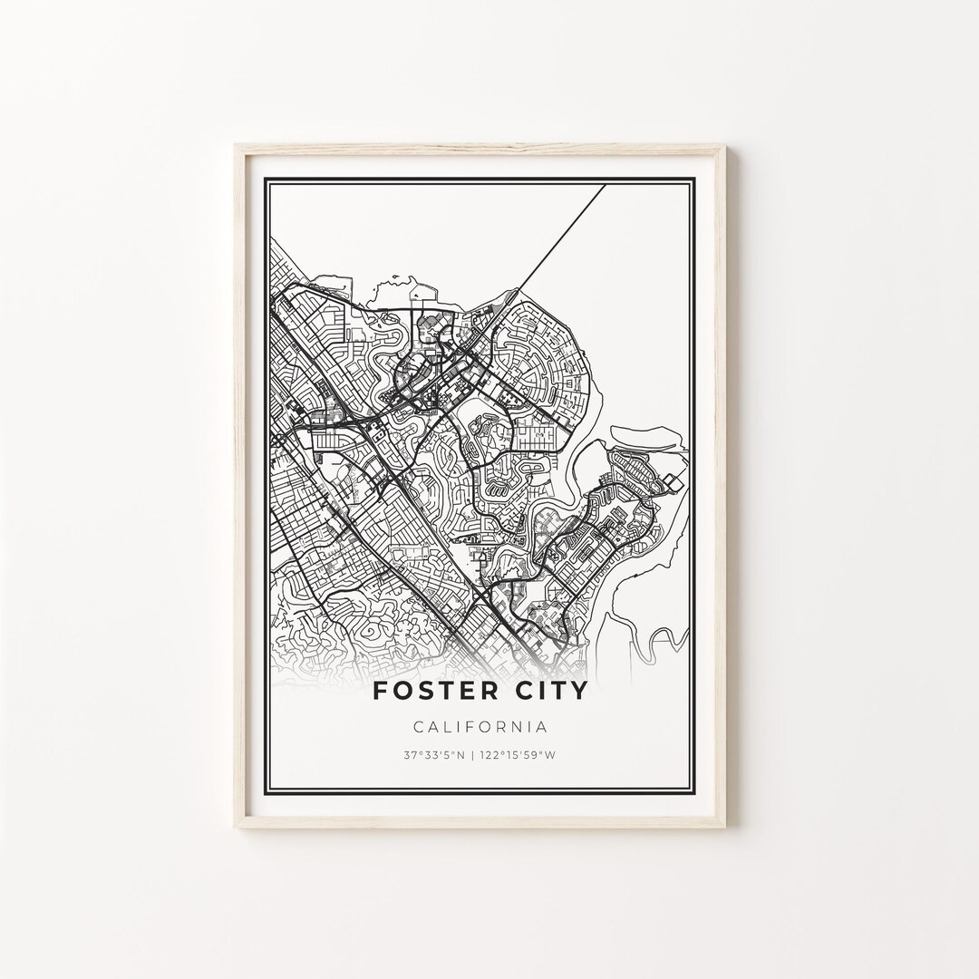 Foster City Print, City Map Art Poster, California CA USA, Wall Art ...