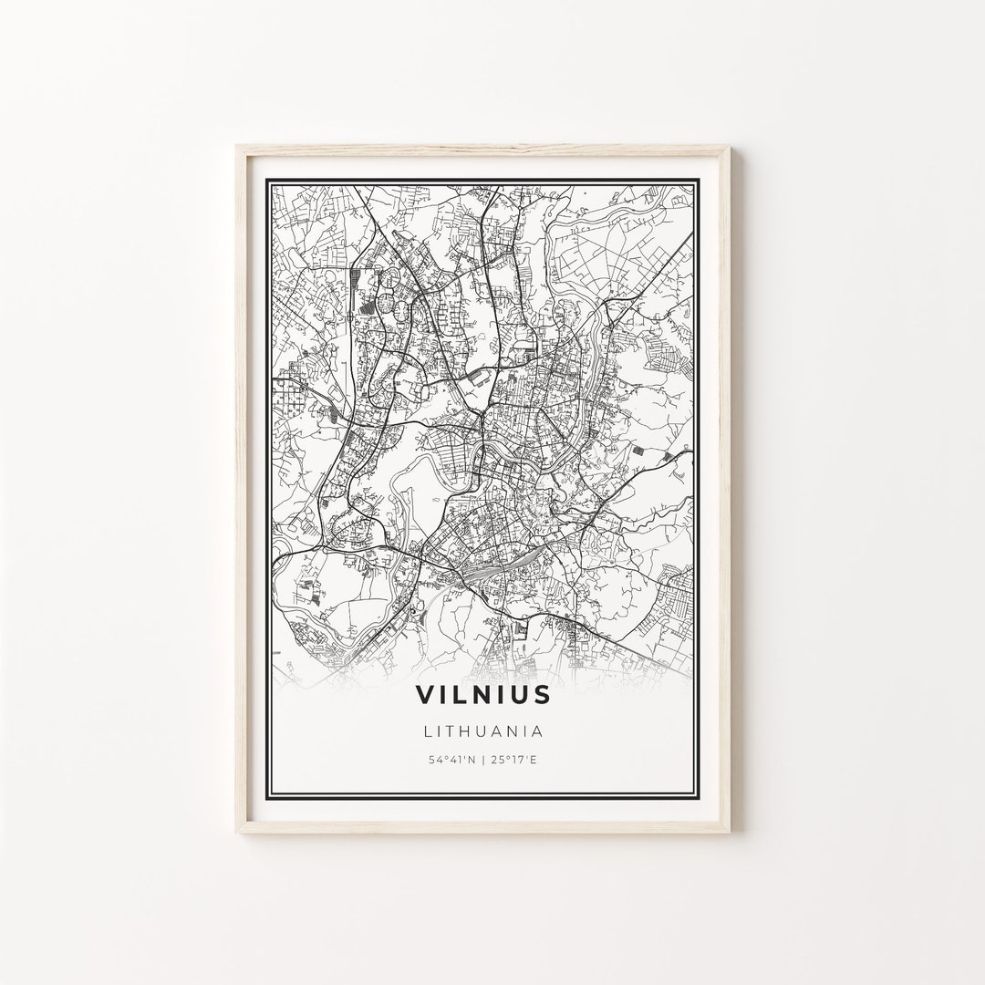 Vilnius Print, City Map Art Poster, Lithuania, Wall Art Decor, Modern ...