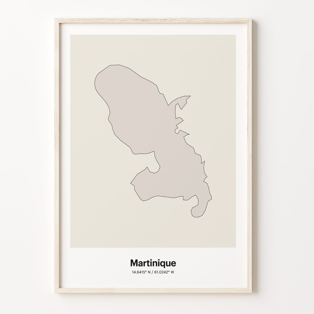 Martinique Print, Martinican Gift, Minimalistic Country Map Poster, MQ ...