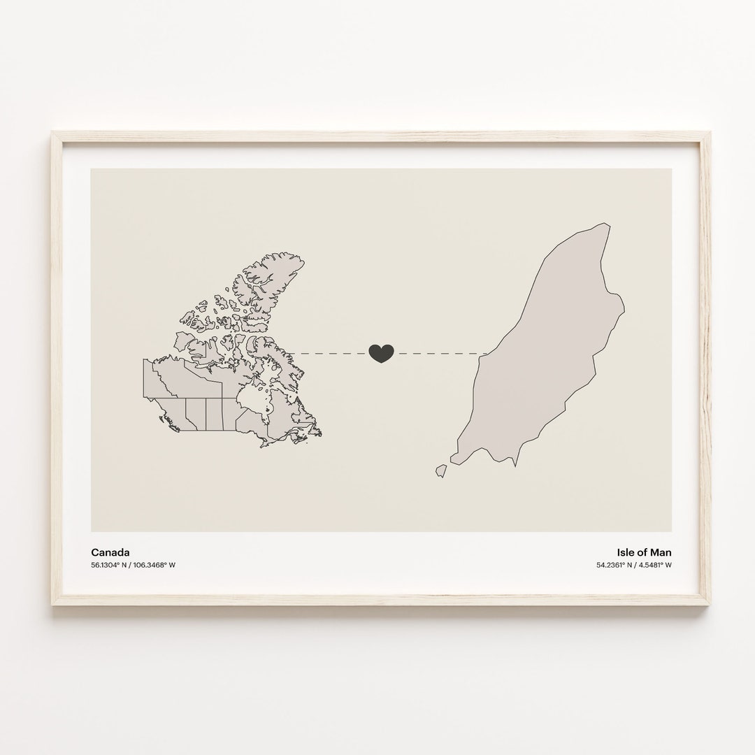 Canada Isle of Man Map Print: Minimalist Country Connection Art - Etsy