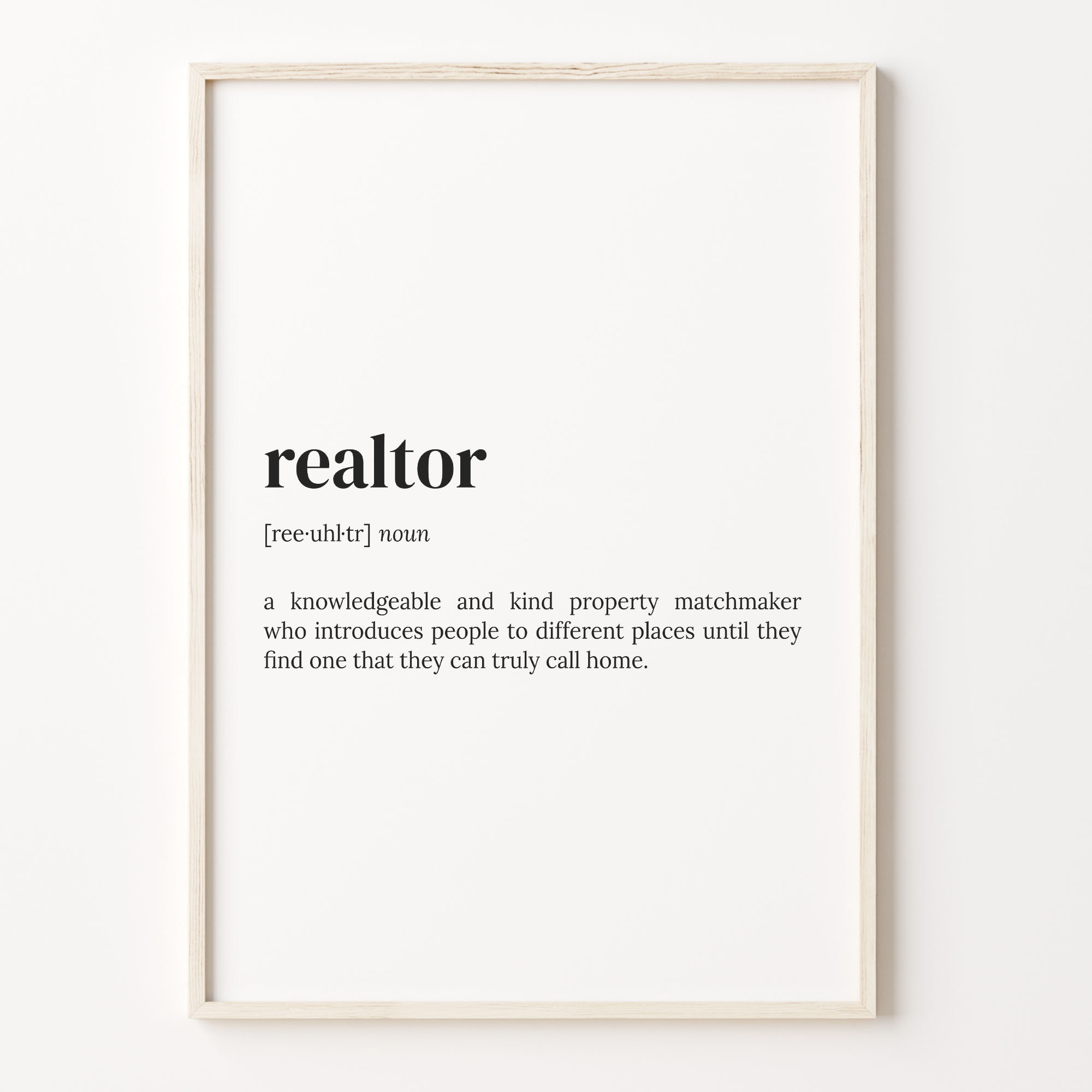 Realtor Definition Print Dictionary Poster Quote Wall Art - Etsy