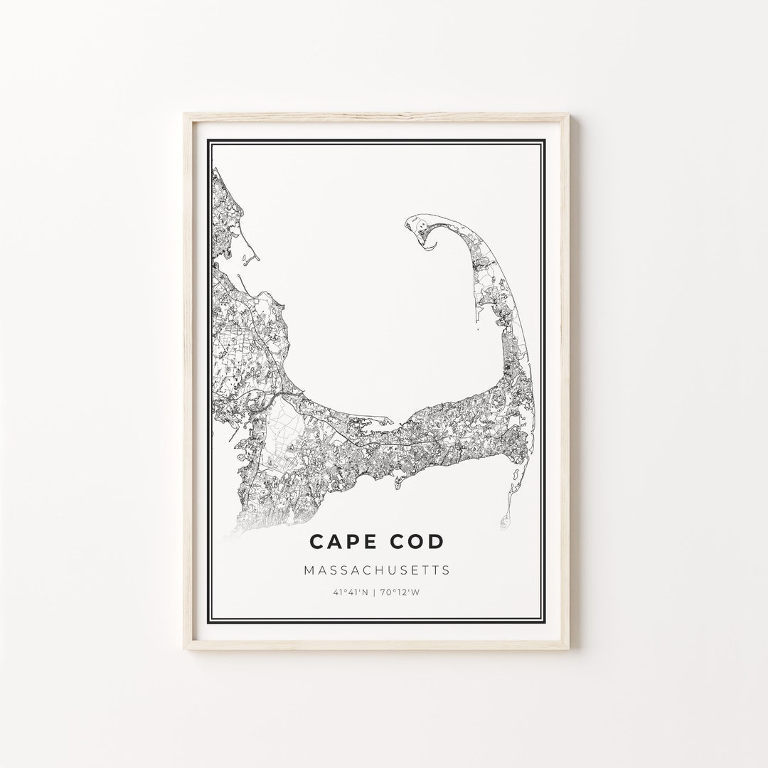 Cape Cod Print, City Map Art Poster, Massachusetts MA USA, Wall Art ...