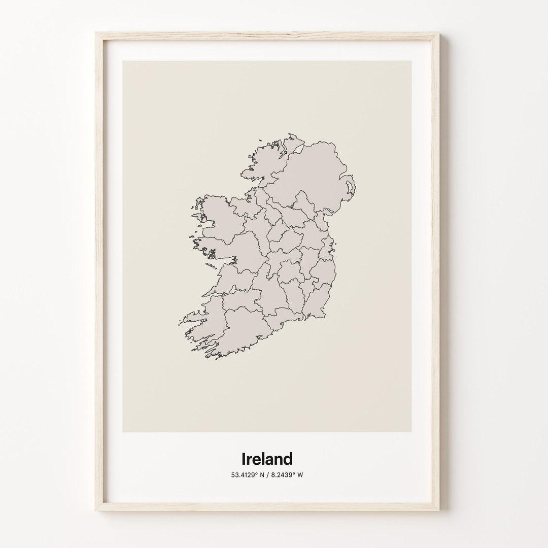 Ireland Map Print: Minimalist Line Art, Irish Gift - Etsy
