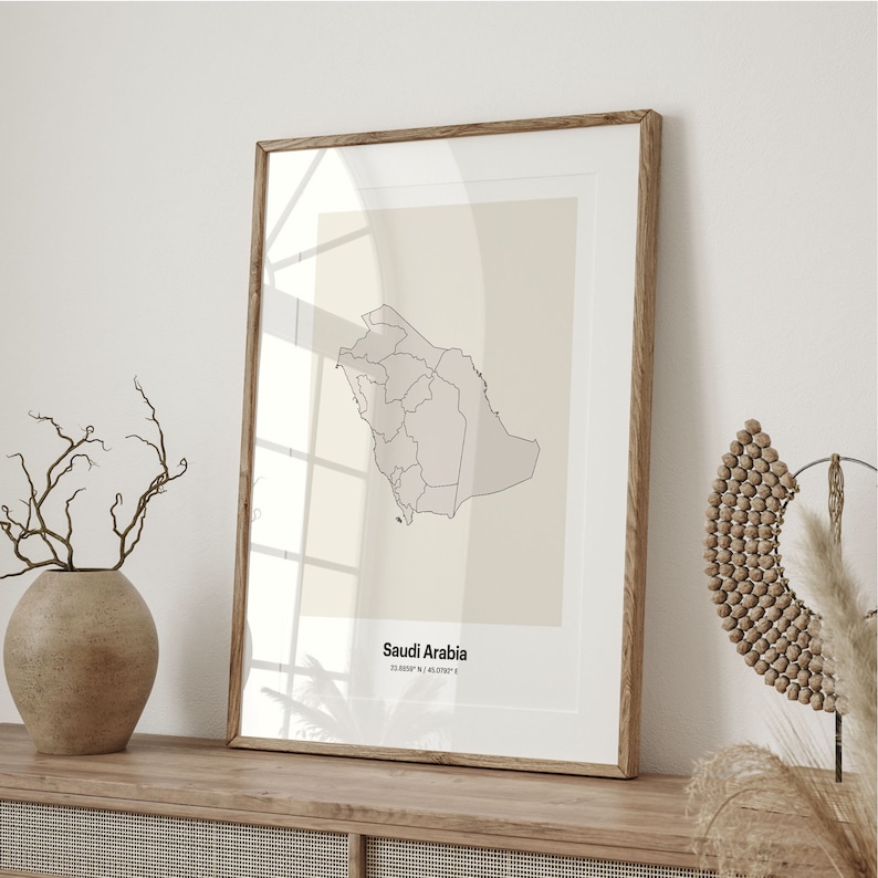 Saudi Arabia Map Print: Minimalist Line Art Poster - Etsy