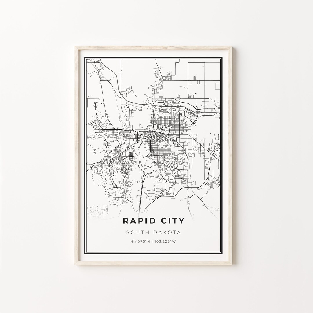 Rapid City Print, City Map Art Poster, South Dakota SD USA, Wall Art ...