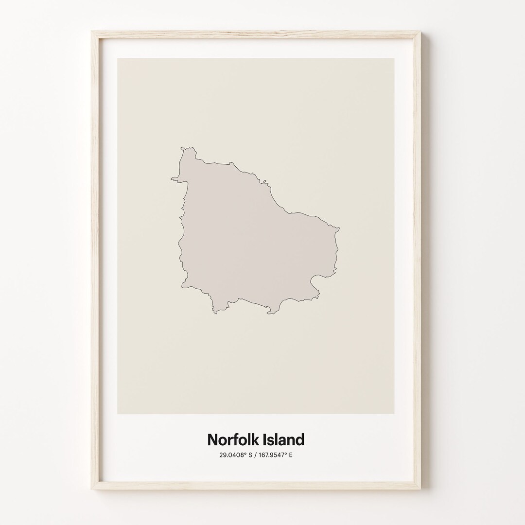 Norfolk Island Print, Norfolk Islander Gift, Minimalistic Country Map ...