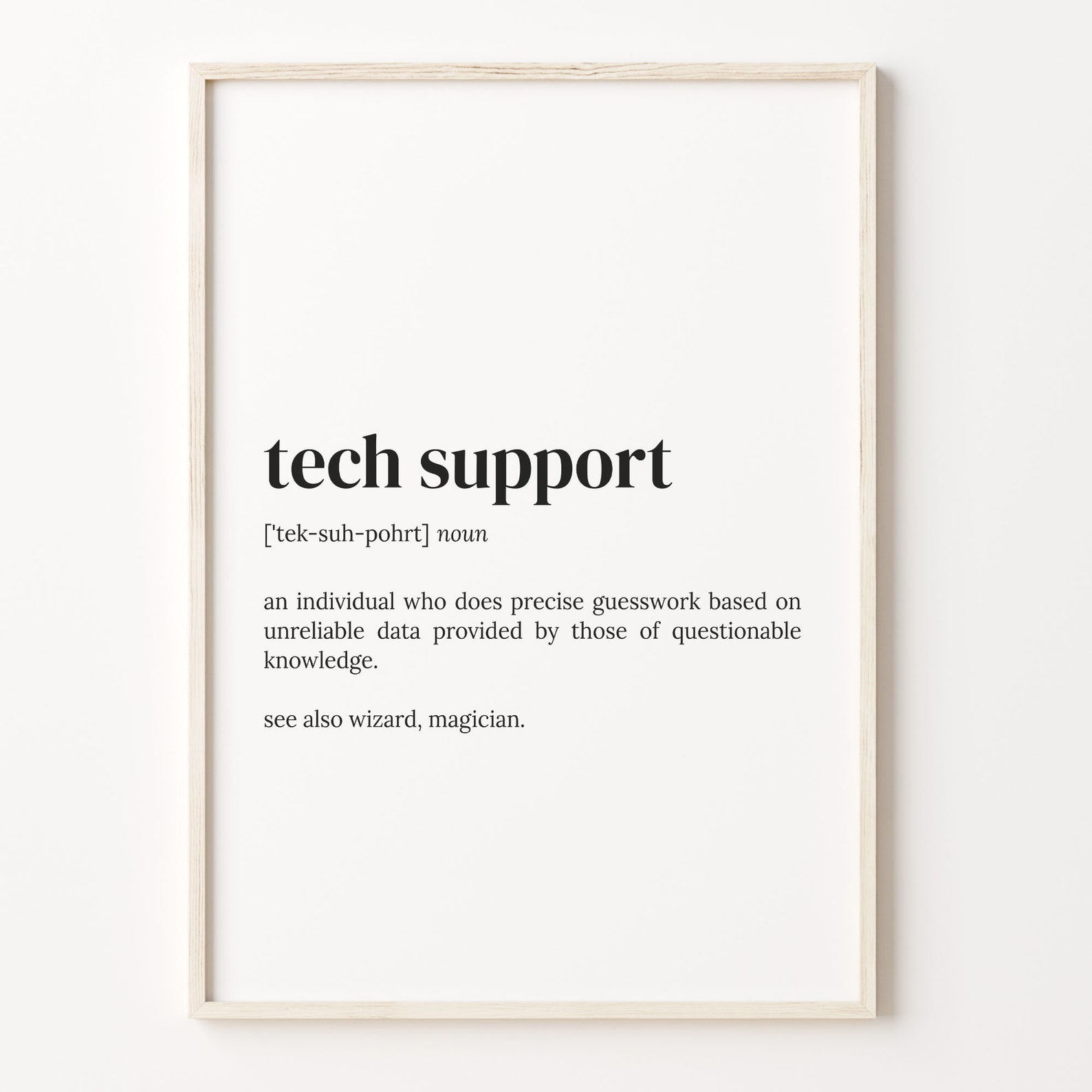Tech Support Definition Print, Dictionary Poster, Quote Wall Art, Tech ...