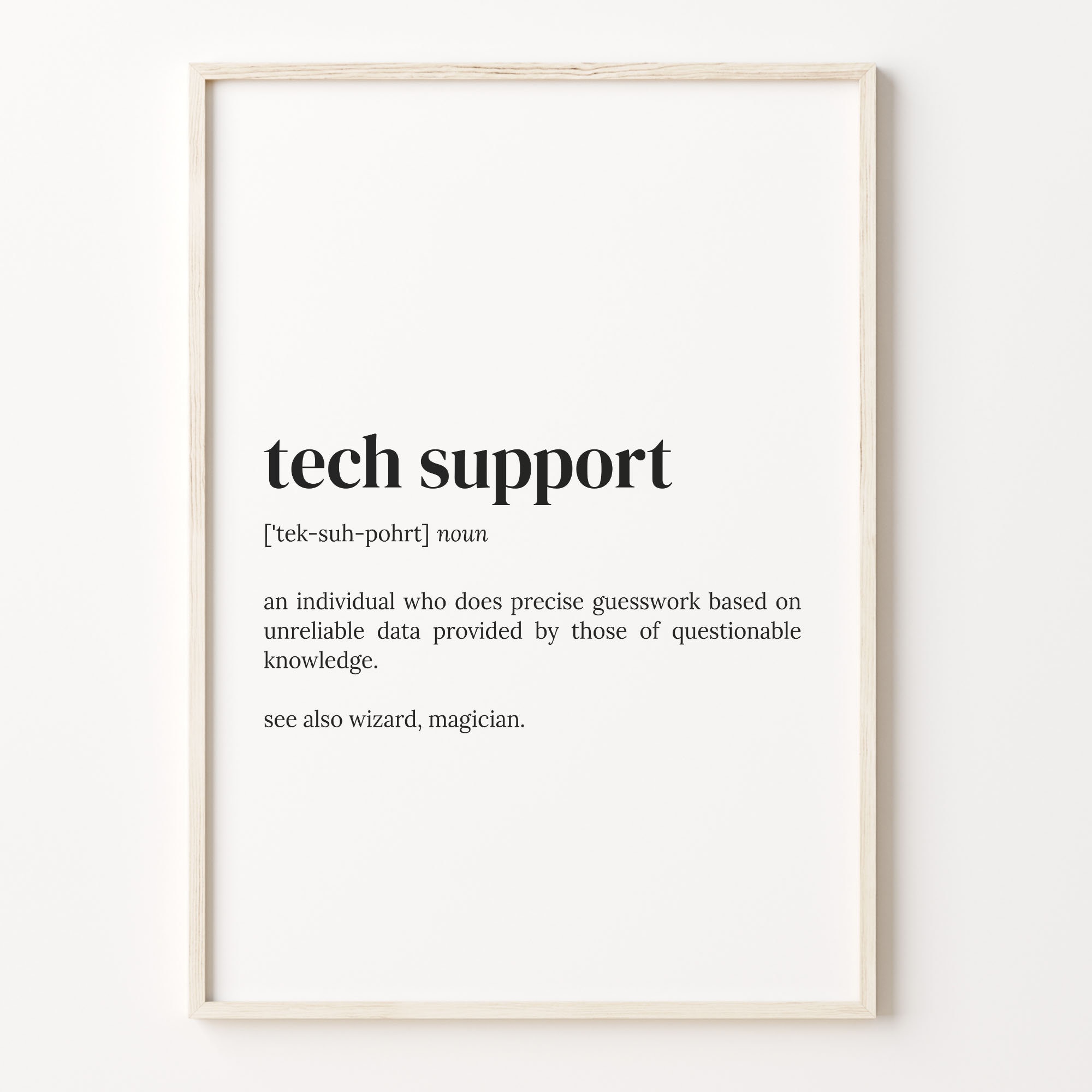 Tech Support Definition Print, Dictionary Poster, Quote Wall Art, Tech ...